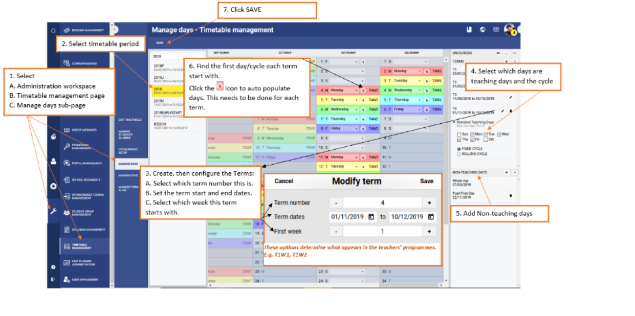 Timetable day management