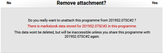 Unsharing/unattaching programmes from classes