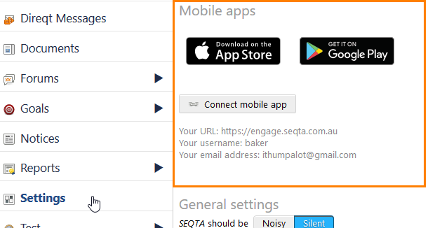 Displaying the Apps Setup Information in SEQTA Learn and SEQTA Engage and Welcome emails