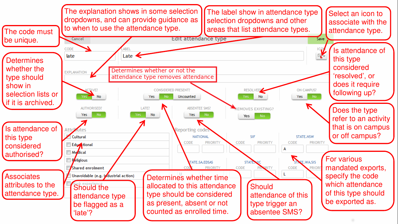 Creating and Managing Attendance Types