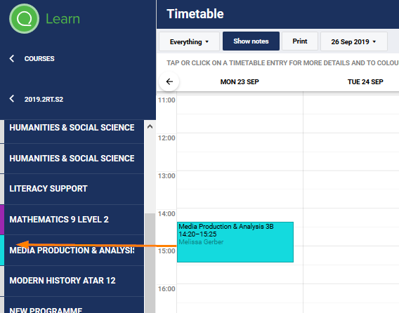 Assigning Colours to Courses in SEQTA Learn and SEQTA Engage