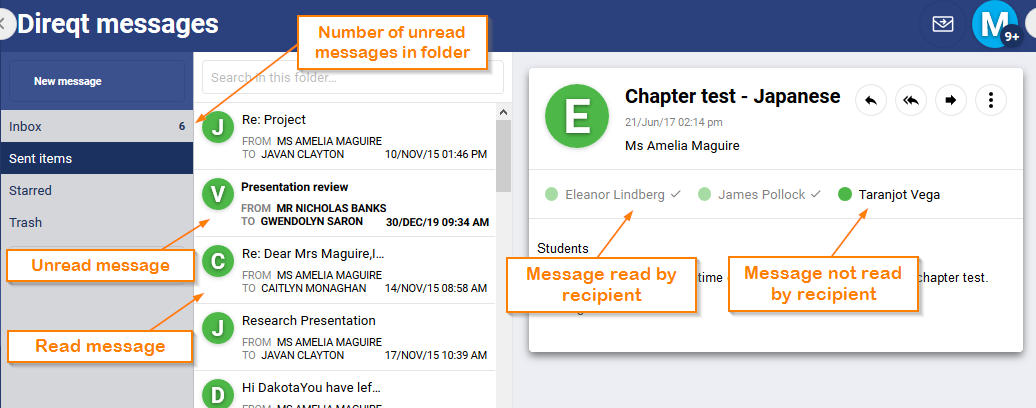 Direqt Messages Indicators