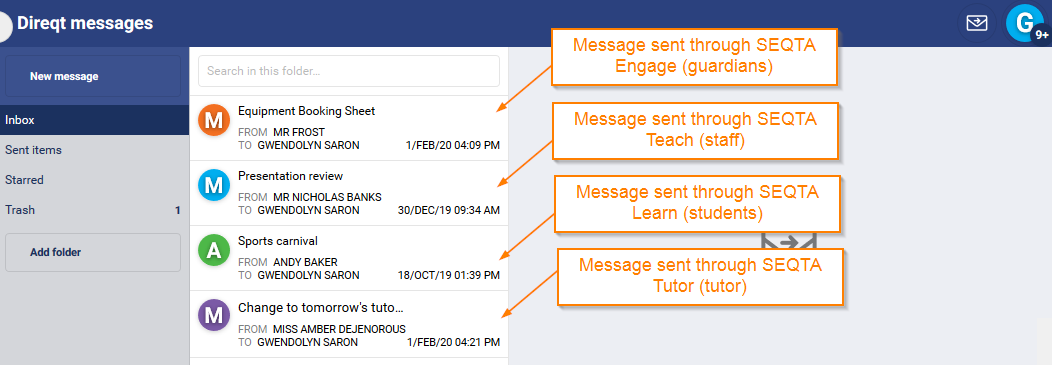 Direqt Messages Indicators