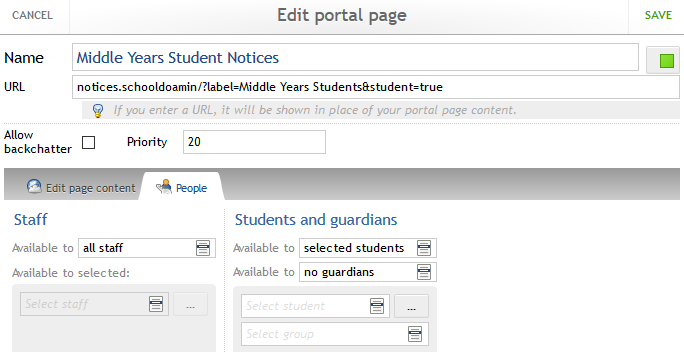 Displaying Notices in Portal pages (can be filtered by audience or label)