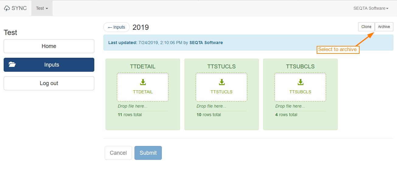 Archiving Sync UI Input Containers