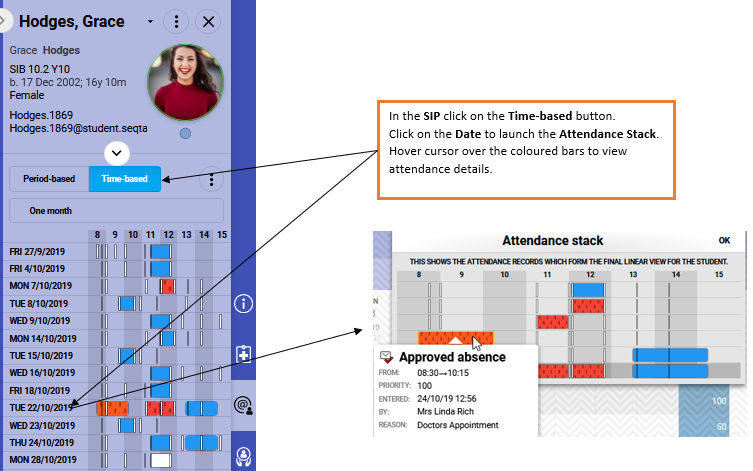 Viewing History of Changes to Attendance (Attendance Stack)