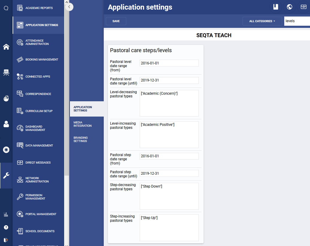 Steps and levels setup