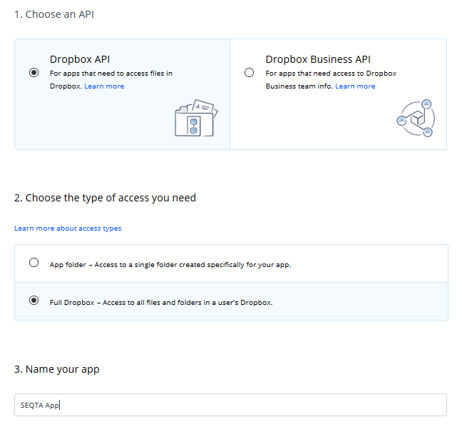 Dropbox Integration setup