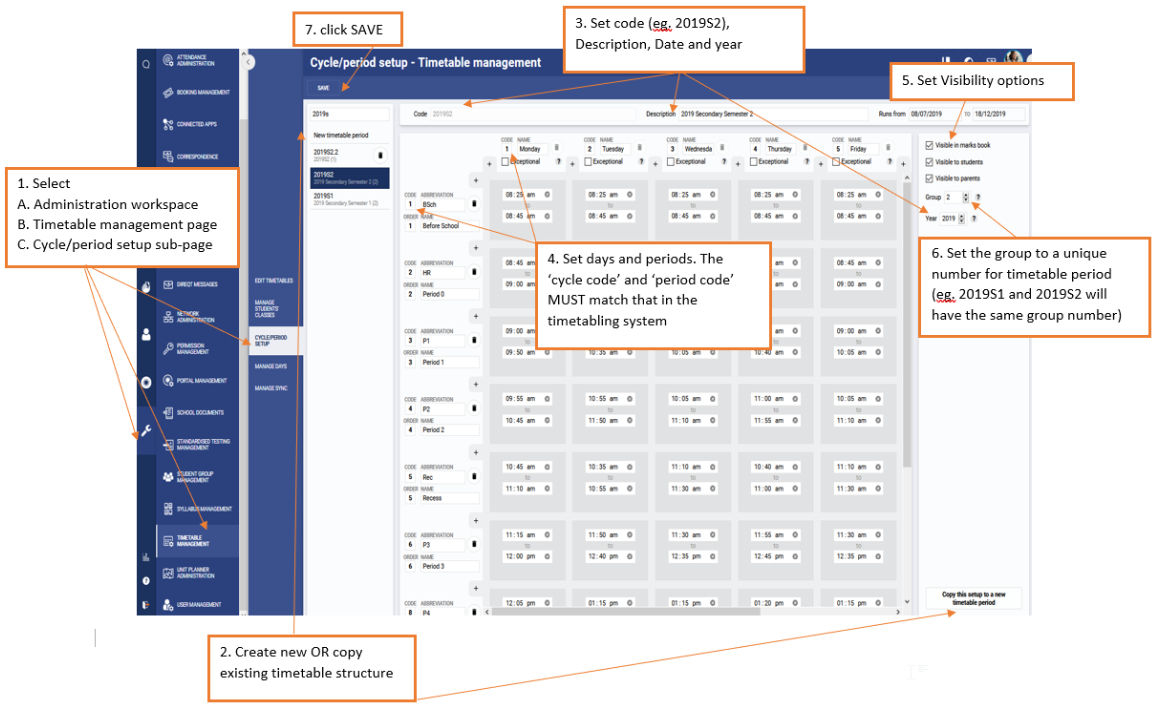 Creating or cloning a timetable structure