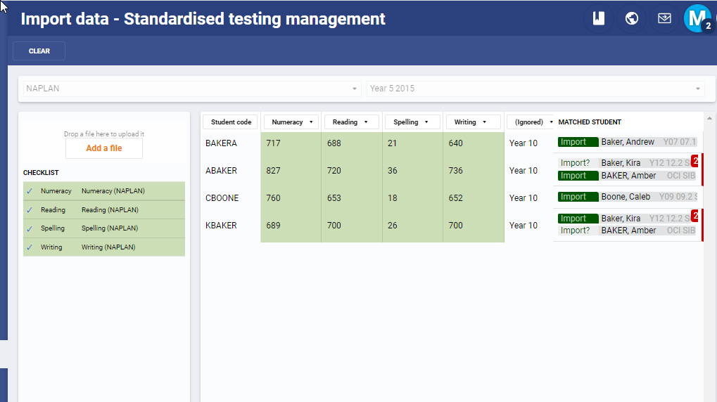Importing Standardised testing data