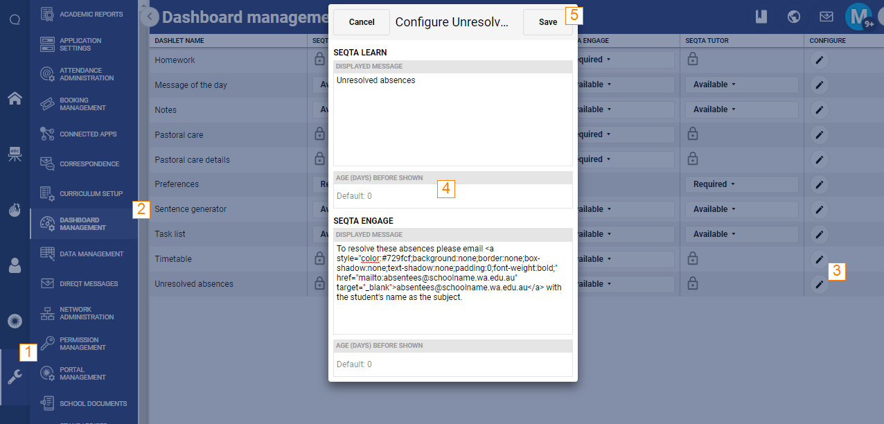 Displaying Unresolved Absences in SEQTA Learn and SEQTA Engage