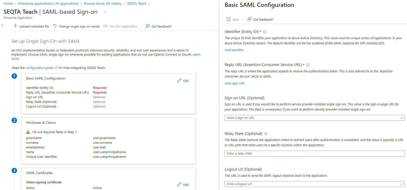 Preparing to enable SAML Authentication for use with SEQTA