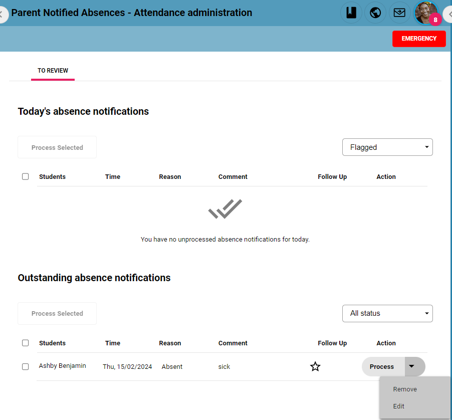 Requested Absences - Attendance Administration