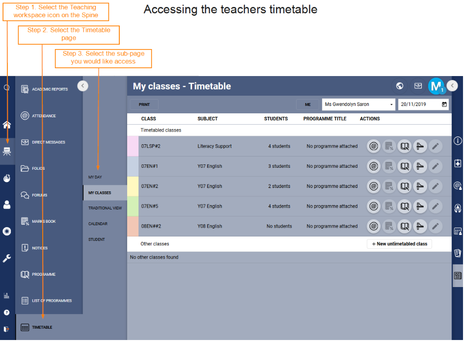 Marking the Attendance Roll for a Class
