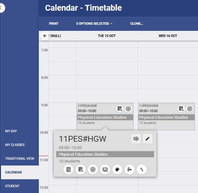 Viewing and printing timetables