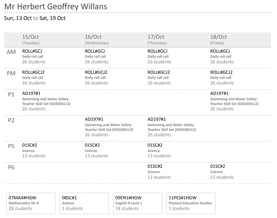 Viewing and printing timetables